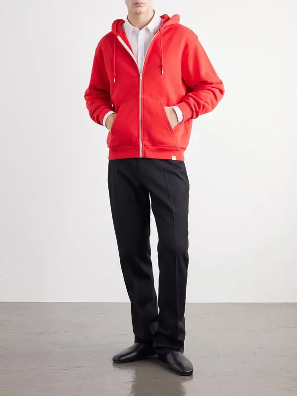 TOTEME Cotton-fleece Zip-up Hoodie - Red