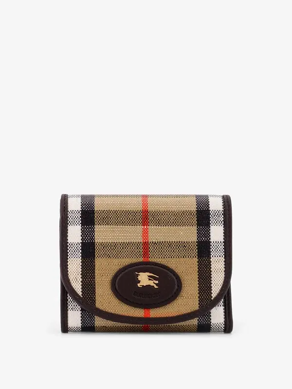 Burberry Highlands Compact Wallet With Leather Inserts - Beige