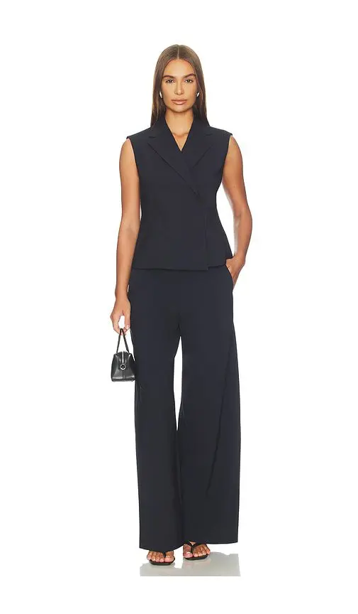 Theory Hourglass Asymmetric Vest Top In Navy