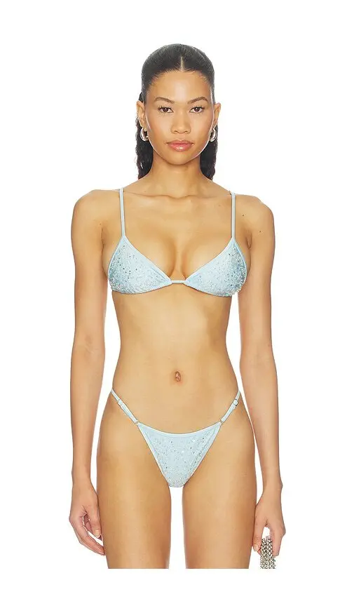 Frankies Bikinis X Devon Lee Carlson Elena Sequin Bikini Top In Baby Blue