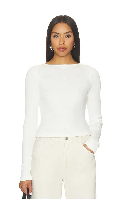 Citizens Of Humanity Long Sleeve Baby Waffle Tee In Ivory - Pashmina