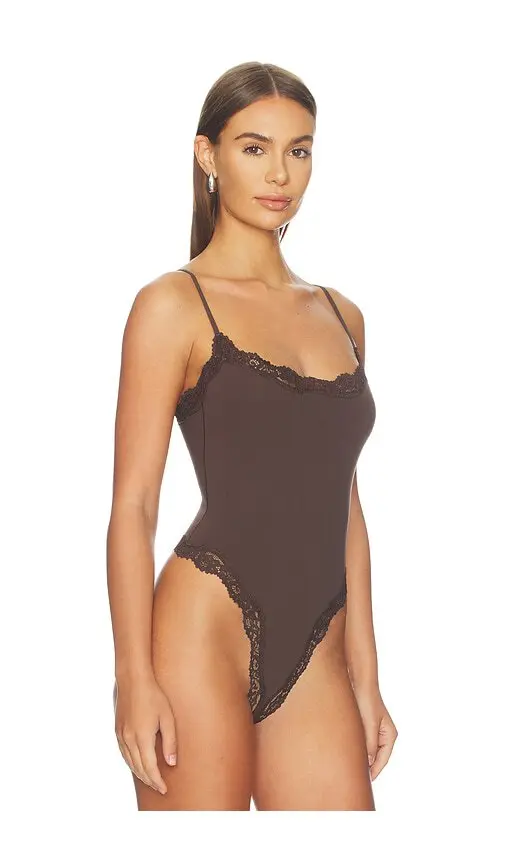 SKIMS Fits Everybody Lace Cami Bodysuit In Brown