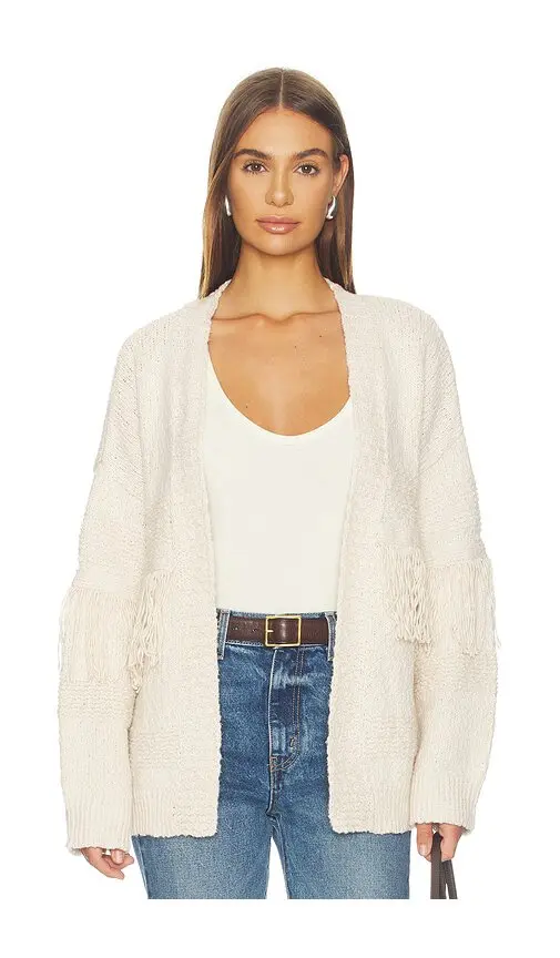 Autumn Cashmere Fringe Oversized Cardigan In Neutral