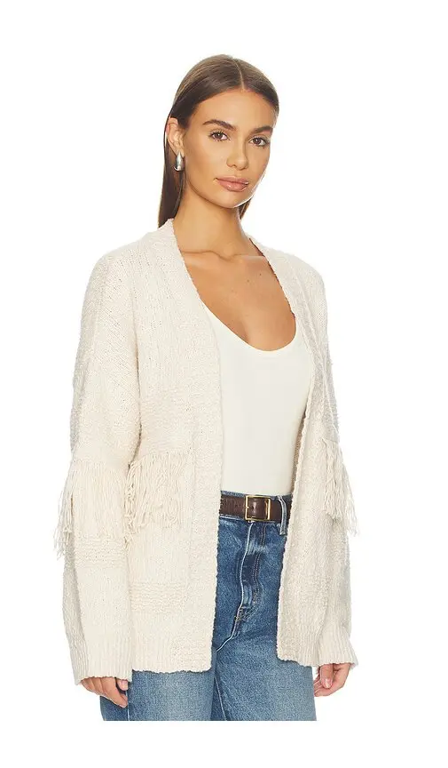 Autumn Cashmere Fringe Oversized Cardigan In Neutral
