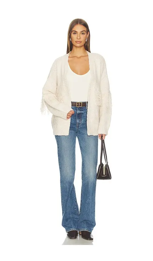 Autumn Cashmere Fringe Oversized Cardigan In Neutral