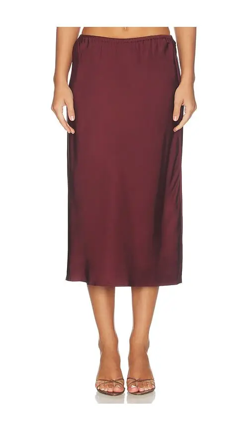 Vince Pull On Slip Skirt In Burgundy - Black Rose