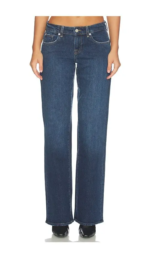 7 For All Mankind Low Straight Jean In Blue