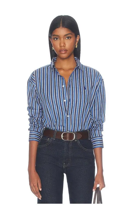 Polo Ralph Lauren Striped Cotton Blouse - Blue Multi