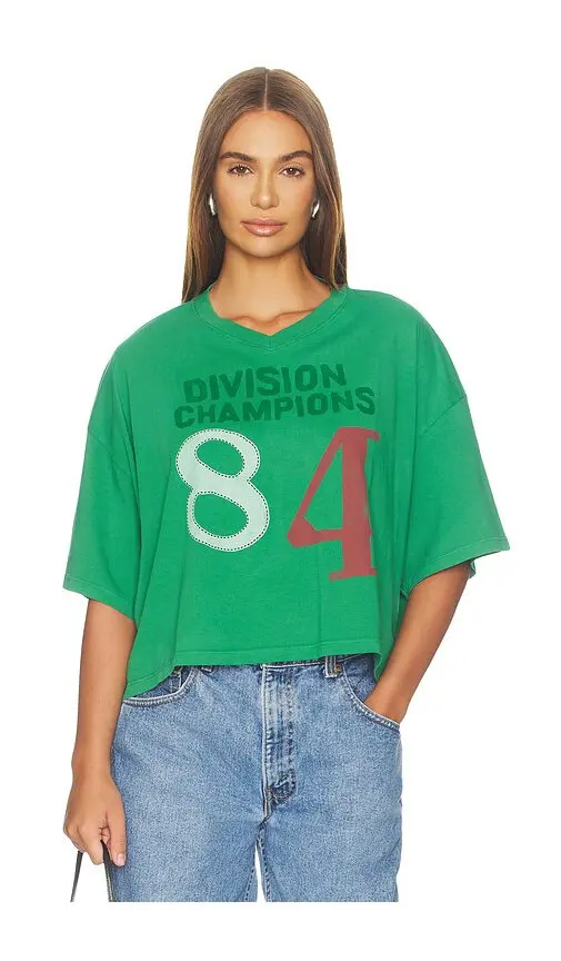 Daydreamer Division Champs Cropped V-neck Tee In Green