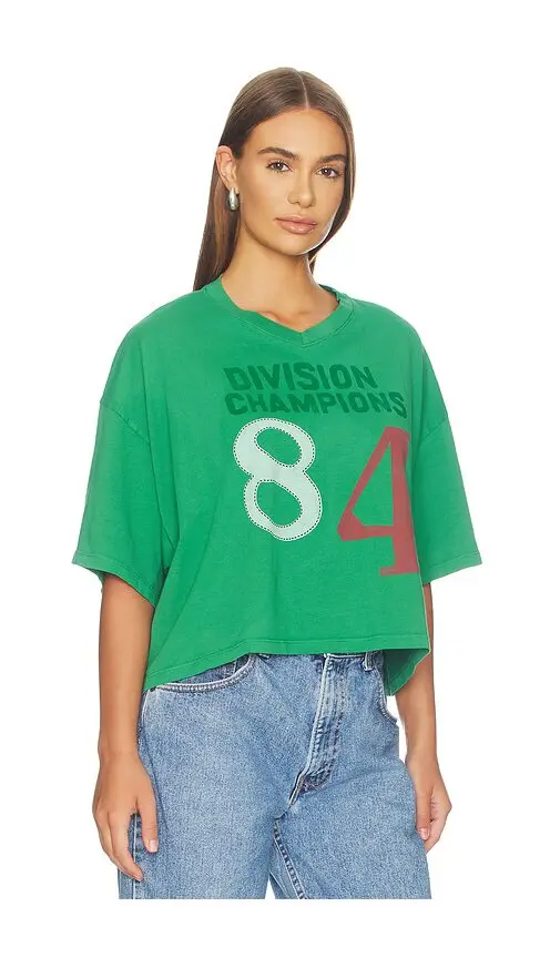 Daydreamer Division Champs Cropped V-neck Tee In Green