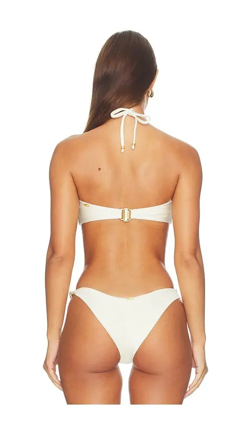 PatBO Martina Buckle Bikini Top In White