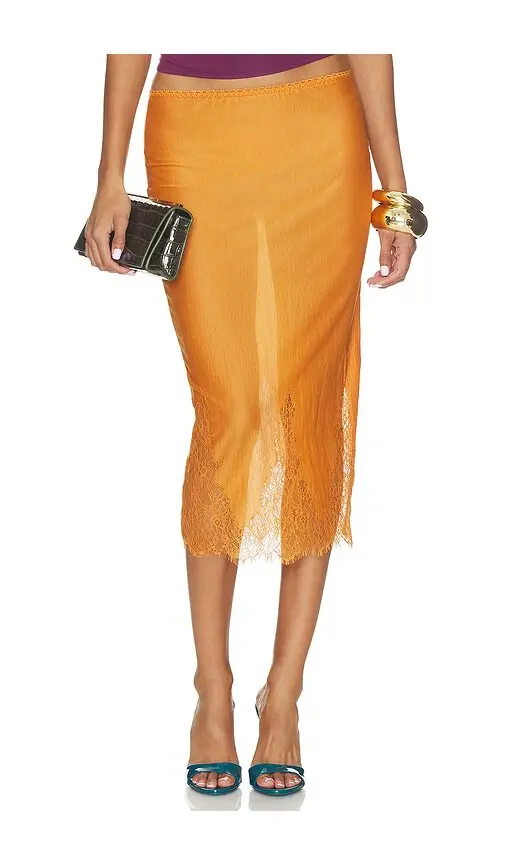 Ronny Kobo Julian Skirt In Tangerine - Citron