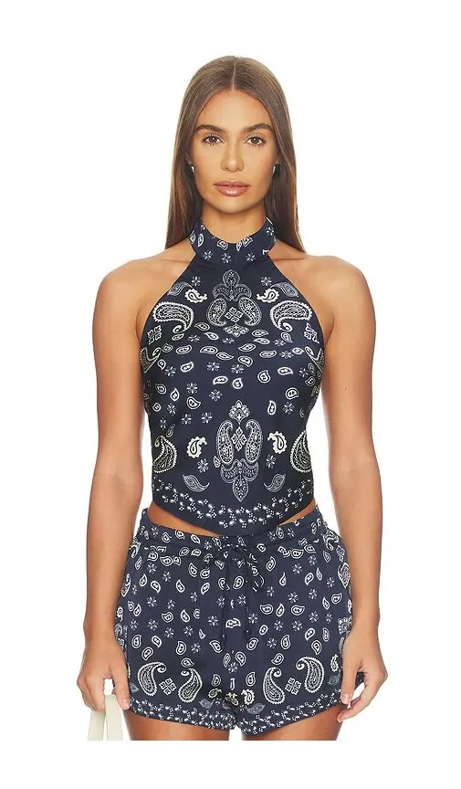 Rococo Sand Halter Neck Top - Navy