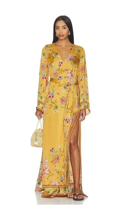 Hemant & Nandita Maxi Kaftan With Belt In Metallic