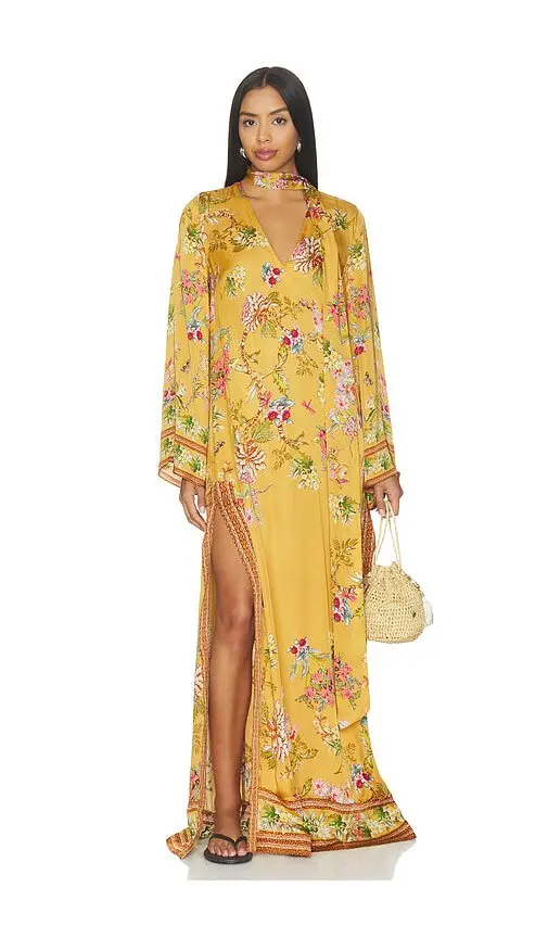 Hemant & Nandita Maxi Kaftan With Belt In Metallic