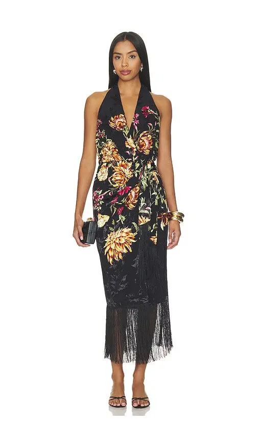 Hemant & Nandita Front Draped Midi Dress - Black