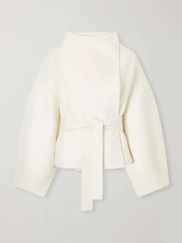 THE FRANKIE SHOP Onelle Belted Wool-blend Short Coat - White