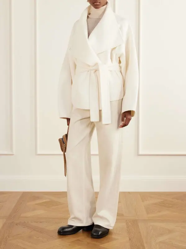 THE FRANKIE SHOP Onelle Belted Wool-blend Short Coat
