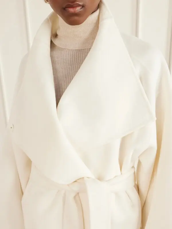 THE FRANKIE SHOP Onelle Belted Wool-blend Short Coat - White