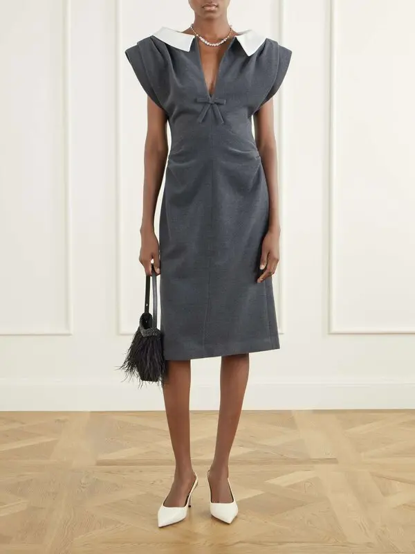 SHUSHU/TONG Gathered Wool-blend Midi Dress