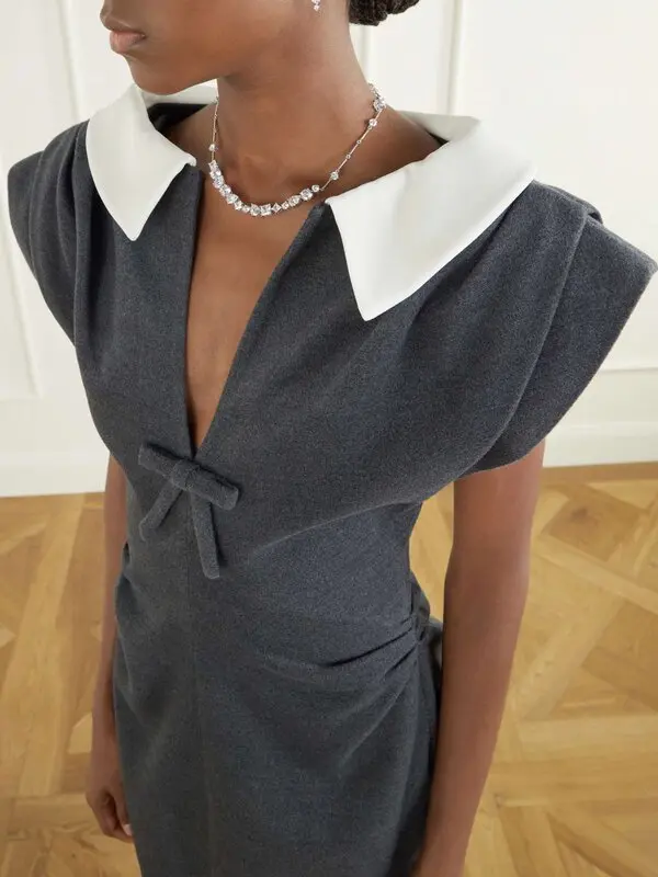 SHUSHU/TONG Gathered Wool-blend Midi Dress