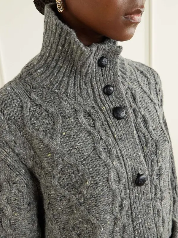 BLAZÉ MILANO Elfe Joni Cable-knit Wool-blend Cardigan