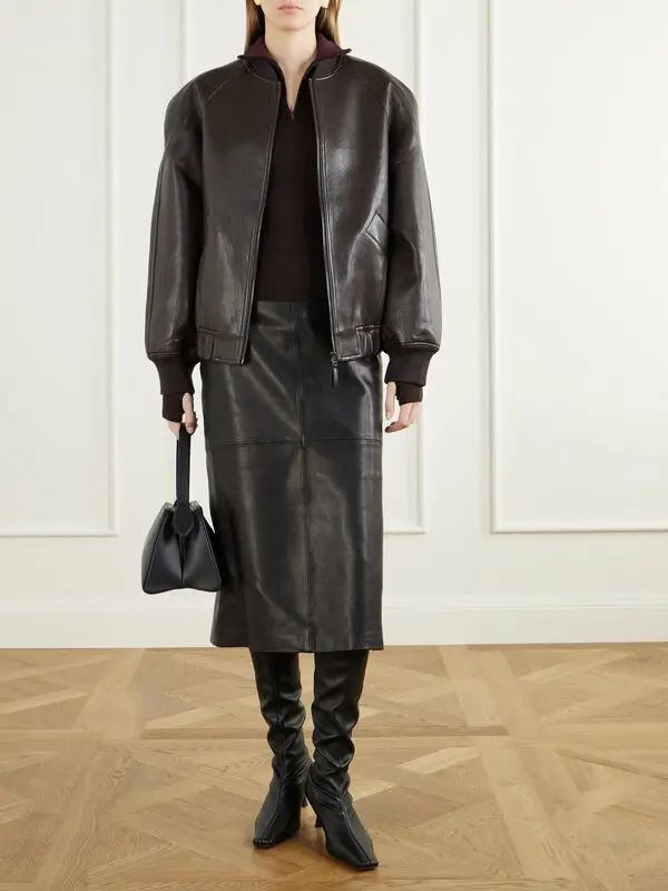 THE FRANKIE SHOP Alena Coated Bomber Jacket - Brown