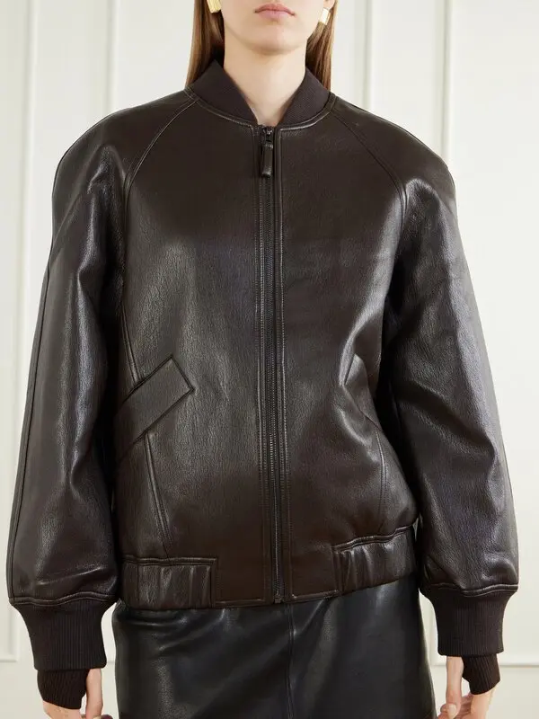 THE FRANKIE SHOP Alena Coated Bomber Jacket - Brown