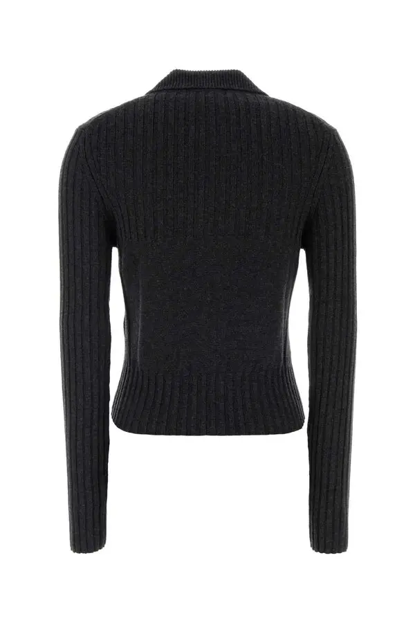 Victoria Beckham Graphite Wool Blend Cardigan