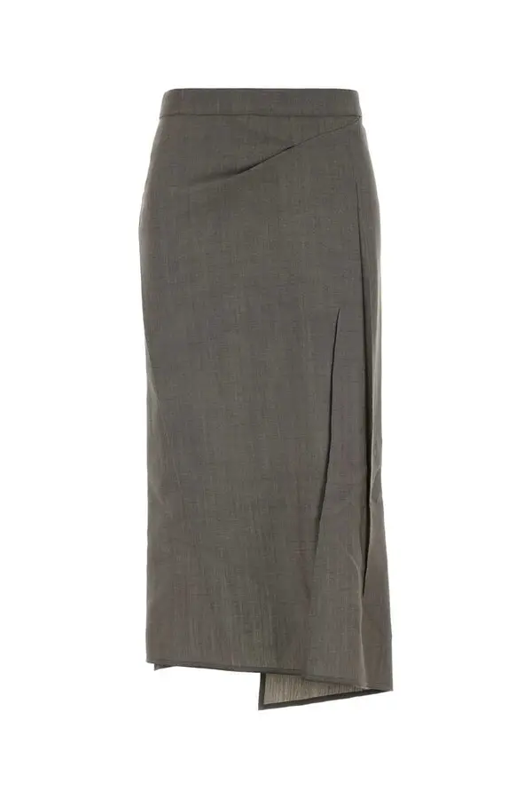 Victoria Beckham Dove Grey Wool Blend Skirt - Gray