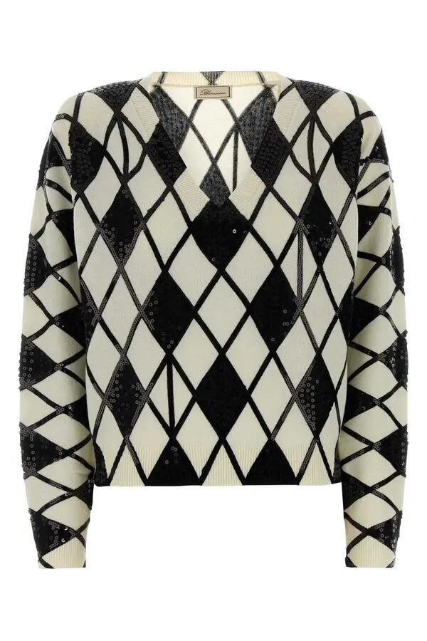 Blumarine Embroidered Wool Blend Sweater