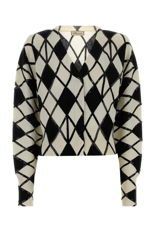 Blumarine Embroidered Wool Blend Cardigan - Multicolor