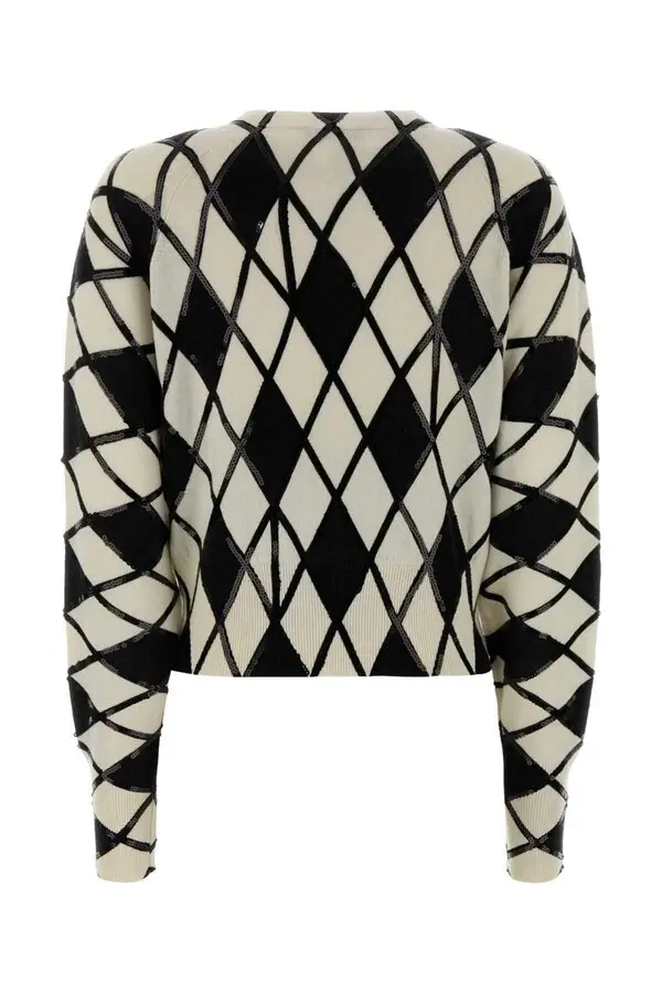 Blumarine Embroidered Wool Blend Cardigan - Multicolor