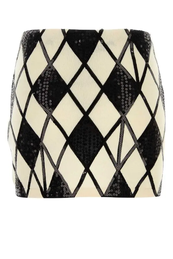 Blumarine Embroidered Wool Blend Mini Skirt