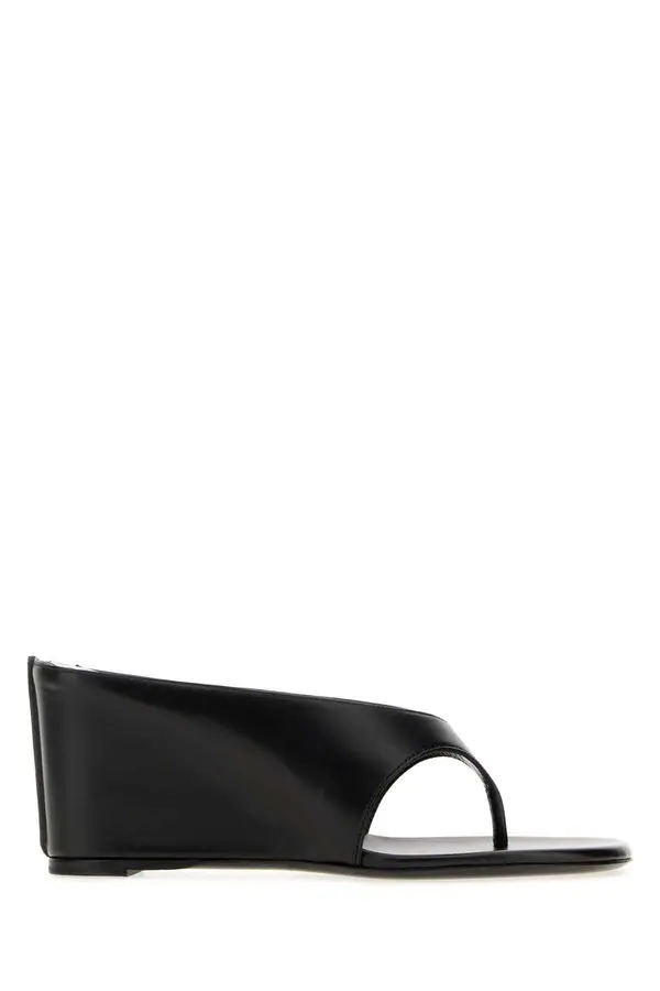 JUDE Leather Yaga Thong Mules - Black