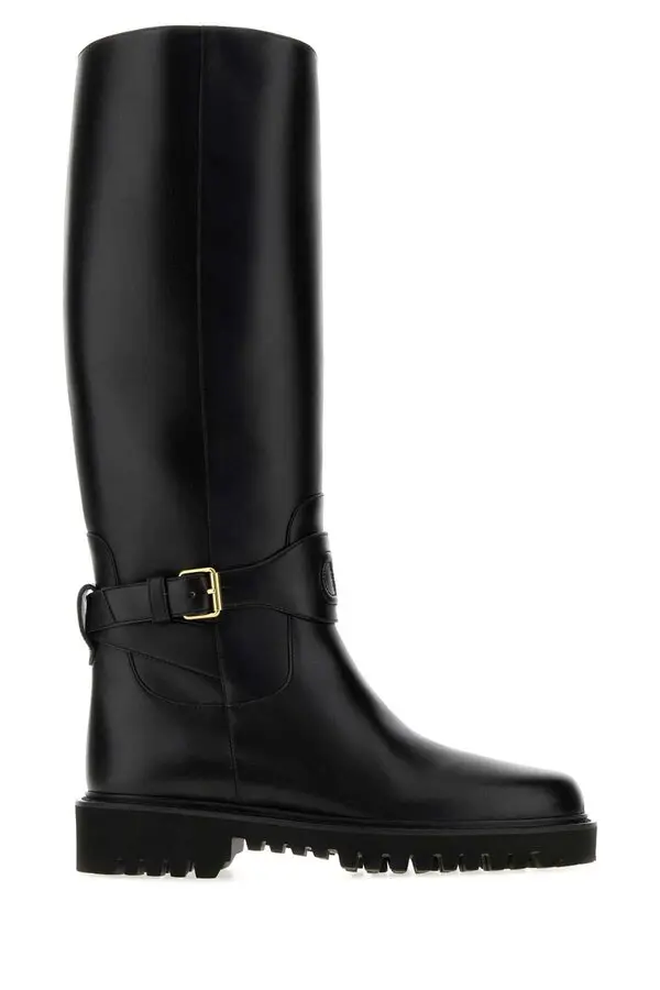 Valentino Garavani Leather Vlogo Signature Boots - Black