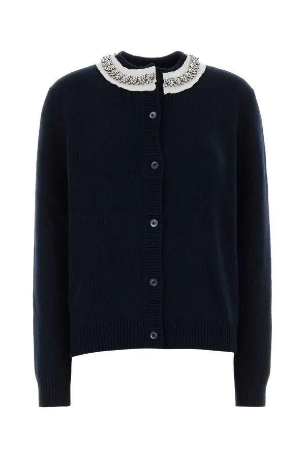 Prada Midnight Wool Blend Cardigan - Blue