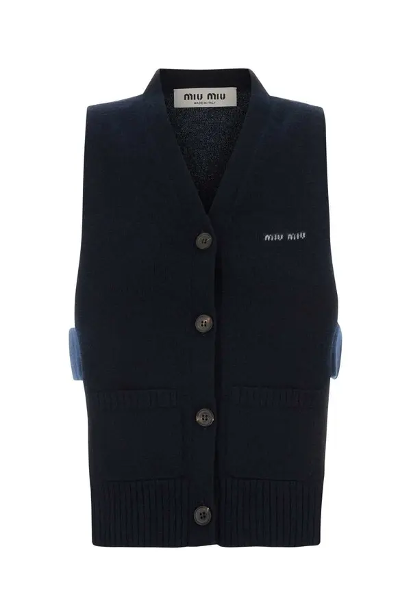 Miu Miu Midnight Cashmere Vest - Blue