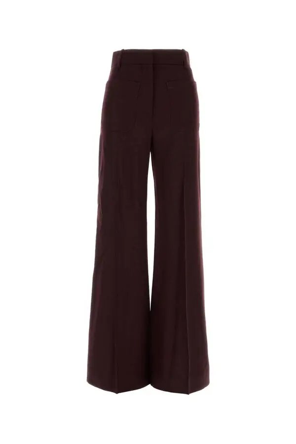 Victoria Beckham Aubergine Wool Alina Wide-leg Pant - Purple