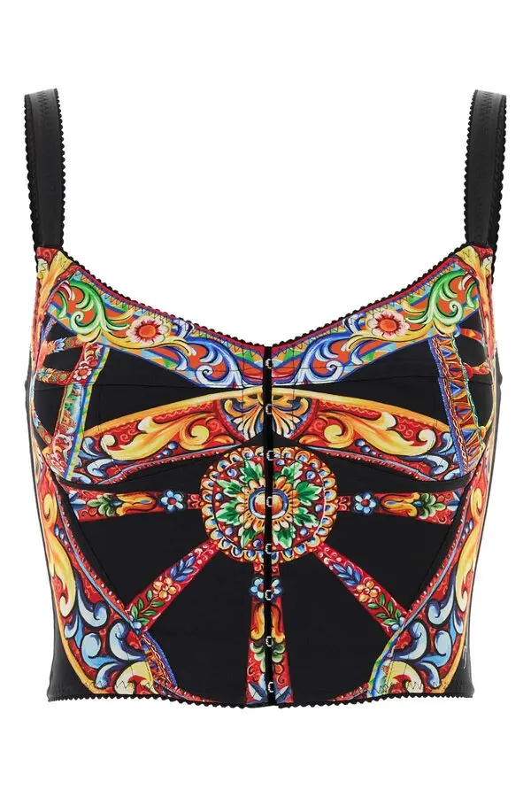 Dolce & Gabbana Printed Charmeuse Top - Red