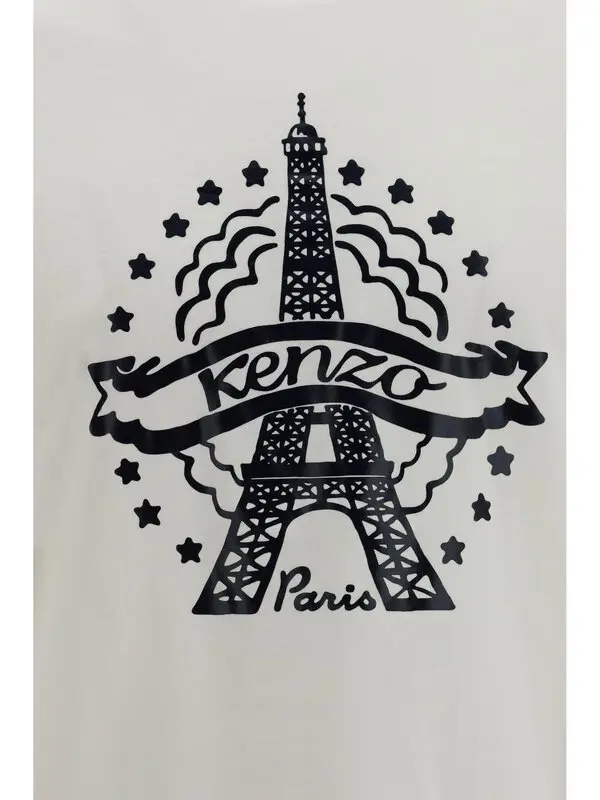 Kenzo Eiffel Tower Design Cotton T-shirt - White