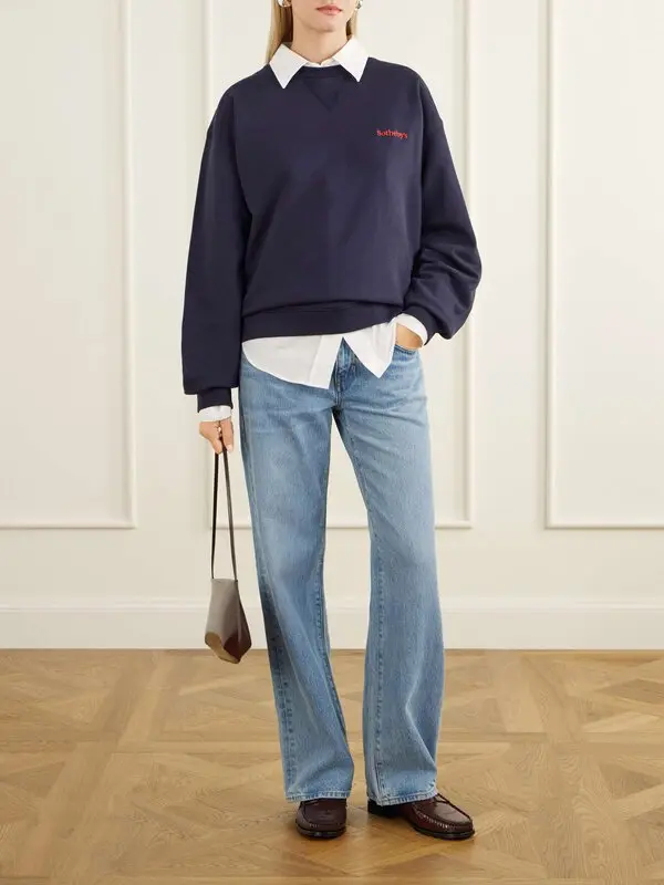 FRAME Sotheby's Logo-embroidered Cotton-jersey Sweatshirt