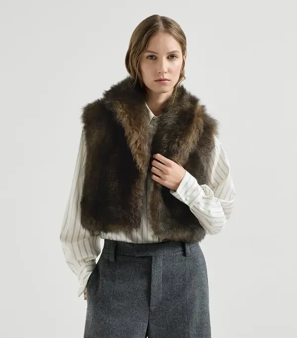 Brunello Cucinelli Shearling Sleeveless Jacket
