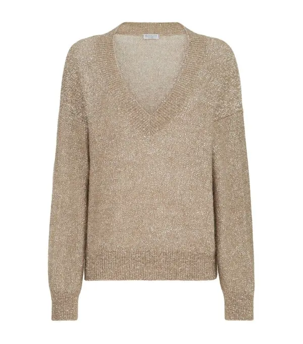 Brunello Cucinelli Sparkling V-neck Sweater