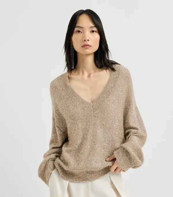Brunello Cucinelli Sparkling V-neck Sweater