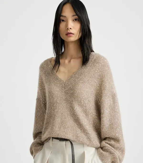 Brunello Cucinelli Sparkling V-neck Sweater