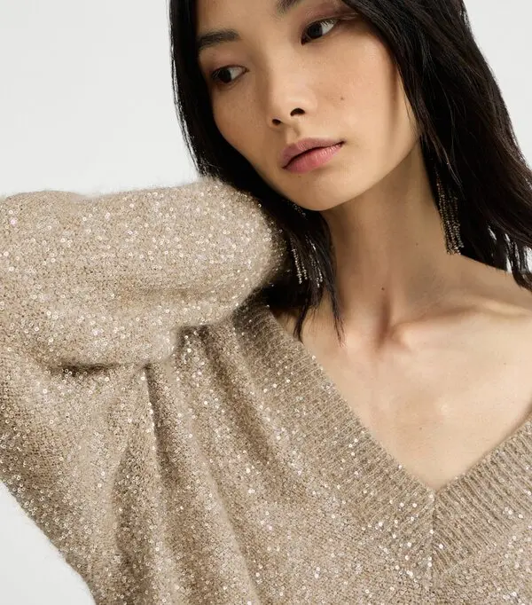 Brunello Cucinelli Sparkling V-neck Sweater