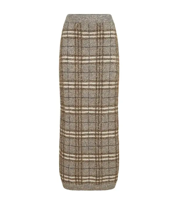 Brunello Cucinelli Check Sparkling Skirt - Grey
