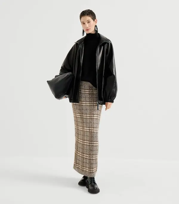 Brunello Cucinelli Check Sparkling Skirt
