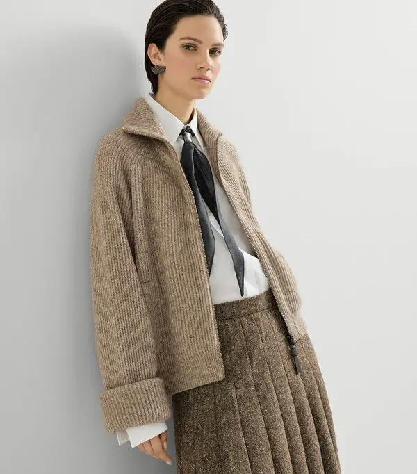 Brunello Cucinelli Sparkling Rib-knit Cardigan